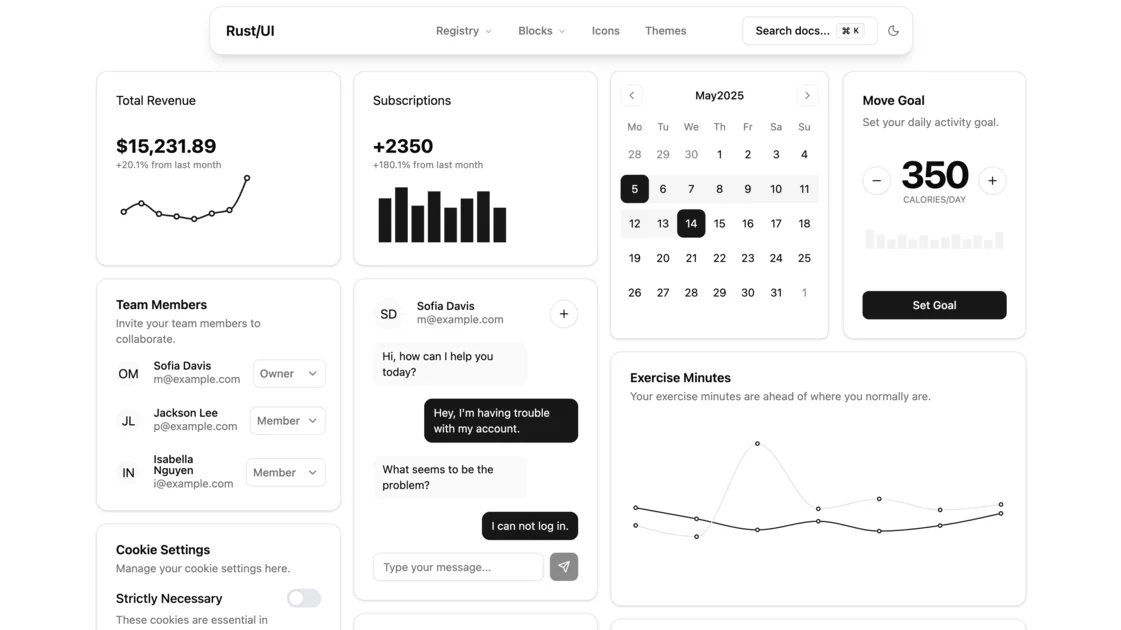 Rust/UI · Leptos Rust UI Components · Build once, run Everywhere.